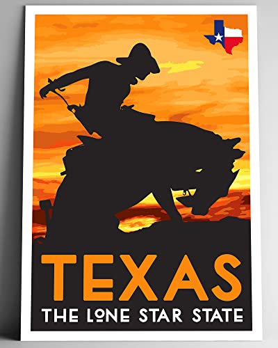 Amazon.com: Texas Vintage-Style Travel Poster - 8x10-12x18-18x24-24x36 ...