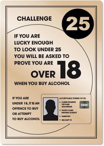 Challenge 25 Under 18 Sign - A4 laminated Poster - Alcohol, Tobacco ...