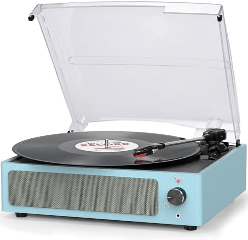 Amazon.com: seasonlife Vinyl Record Player with Speakers - Belt-Driven ...