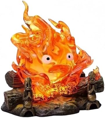 Thcbme Calcifer Night Light, Cute Desktop Lamp with Flickering Flame ...