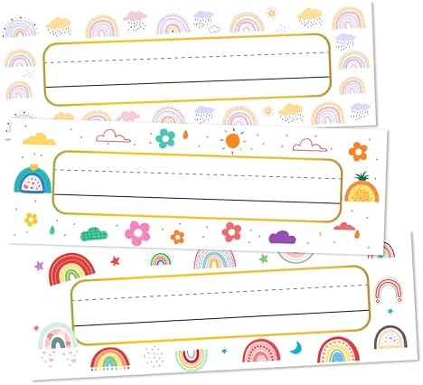 Amazon.com: 30 Name Tags for Classroom Cubbies, 3x9 in Boho Rainbow ...