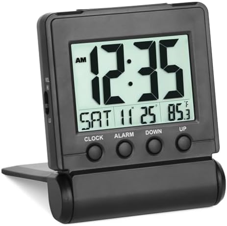 Amazon.com: FAMICOZY Small Folding Digital Travel Alarm Clock with Day ...