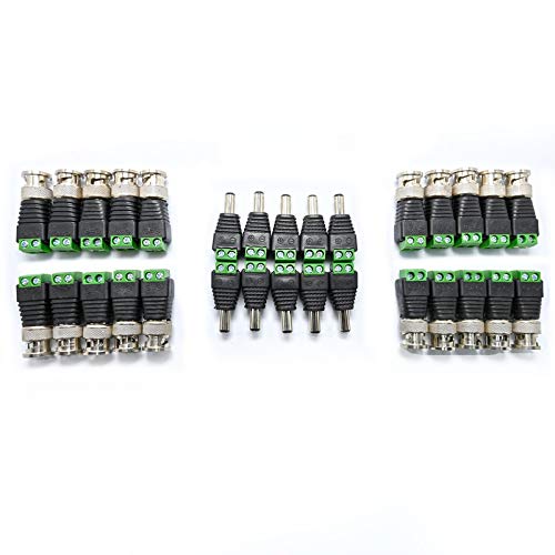 Smart Eye Bnc Pin Green 20 + Dc Pin Green 10 for CCTV Camera : Amazon ...