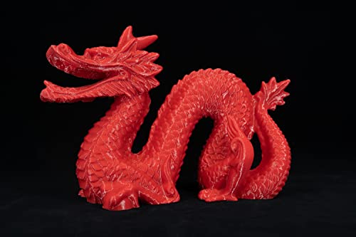 Amazon.com: Chinese Dragon (龙) Statue, Red Dragon Statue (True Red ...