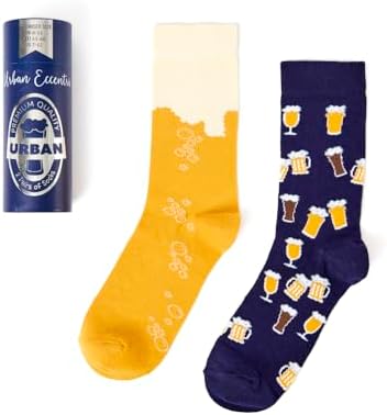 Urban Eccentric Beer Socks Gift Set – 2 Pairs in Beer Can Tube Gift Box ...