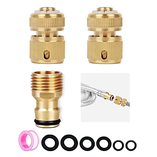 ATBEAMEN 3 pack Garden Hose Connector for Shower Hose, 1/2 inch Brass ...