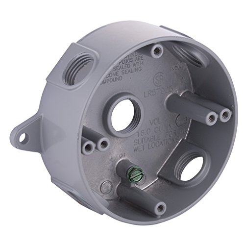 Hubbell-Raco 5361-0 Waterproof 4" Round Splice Box, 5-1/2" Outlets ...