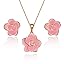 Amazon.com: EVEVIC Rose Flower Necklace Earrings Set for Women 18K Gold ...