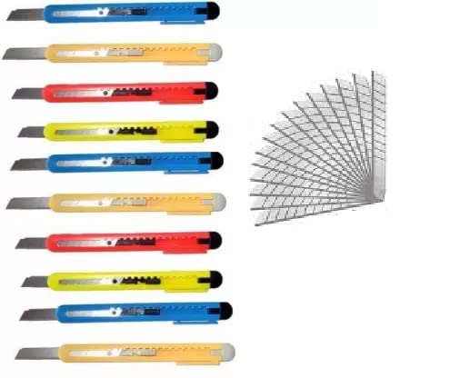 Dinojames 9mm Paper Cutter Knife With Plastic Snap Off Blade (Set of 10 ...