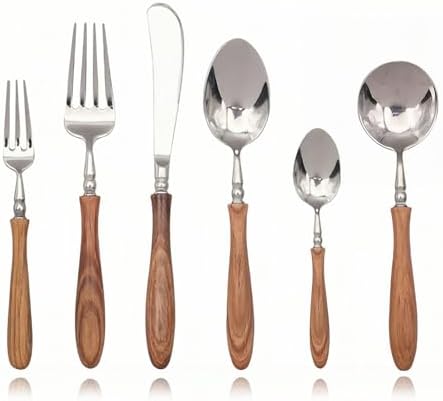 Amazon.com | DailyTreasures Wooden Handle Home Utensils Set,40Pcs ...