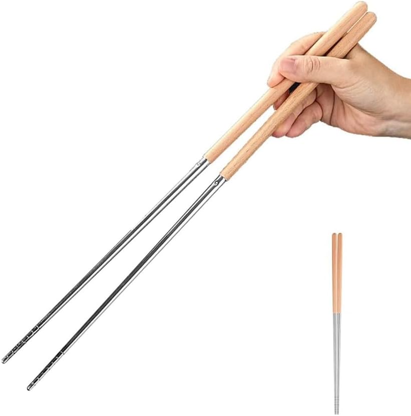 Amazon.com: Extra Long 15-Inch Stainless Steel Chopsticks With Wooden ...