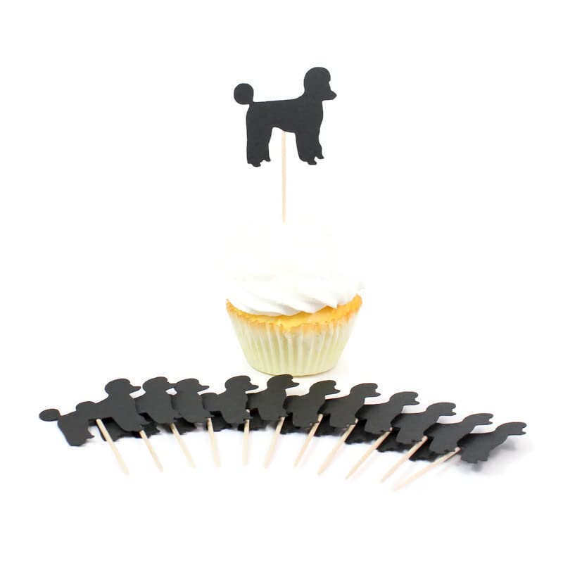 Amazon.com: Poodle Cupcake Toppers Set of 12 | Black Dog Cake Topper ...