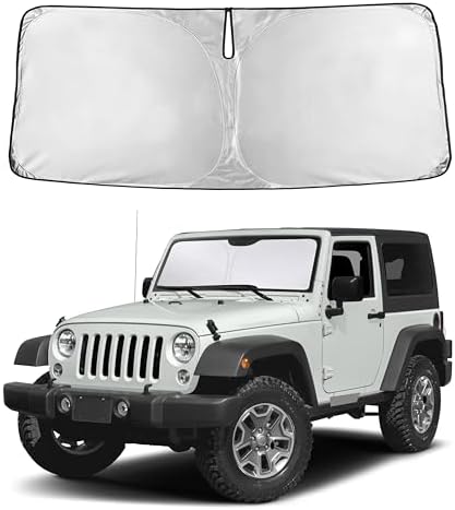 Amazon.com: EcoNour Windshield Sunshade Compatible for Jeep Wrangler ...