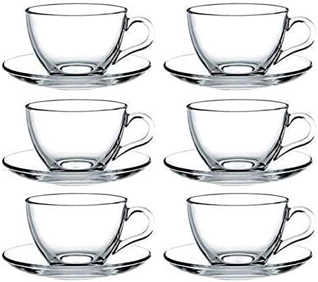 Buy Toy Street Clear Classic Glass Tea & Coffee Cup and Saucer Set, for ...