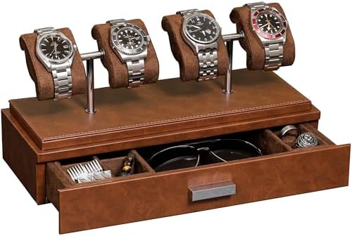 Amazon.com: ROTHWELL Luxury Watch Display Case for 4 Watches – Leather ...