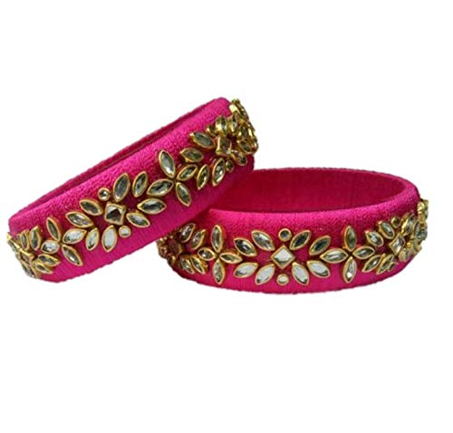 Buy Manali Creations Pink silk thread bangles Size 2.4 at Amazon.in