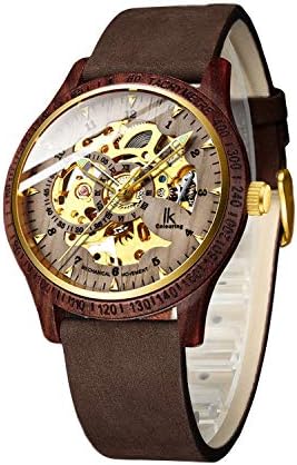 IK COLOURING Men's Watches Luxury Mechanical Wooden Case Skeleton ...