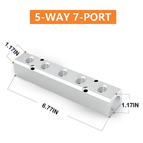 Snapklik.com : 1PCS Aluminum 5 Way 7 Port Pneumatic Manifold Air ...