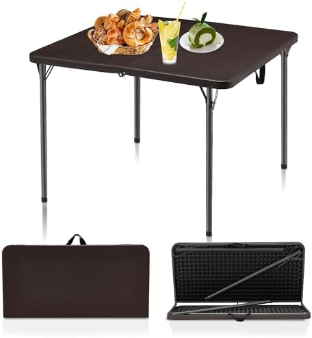 Amazon.com: Kasunpul 34" Folding Table, Portable Square Folding Card ...
