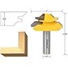 Yonico 15127 Lock Miter Router Bit, Miter Angle 45°, Stock Size Up to 3 ...