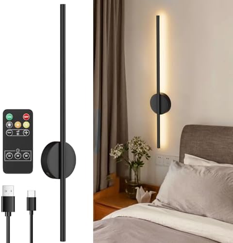 Battery Operated Wall Sconces Set of Two, USB Rechargeable Wall Lights ...