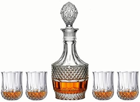 Amazon.com | Whiskey Decanter and Whisky Glasses Dublin 5 pc set, 28 OZ ...