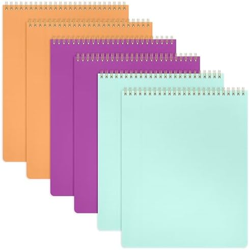 Amazon.com : PerKoop 12 Pcs Top Bound Spiral Notebook A5 Steno Pads with Colorful PP Cover Ruled ...