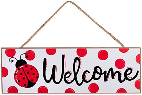 Amazon.com: Craig Bachman 15" Wooden Sign: Ladybug Welcome - Wood ...