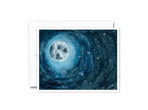 Amazon.com: Watercolor Lunar Card - Single Greeting Card, Moon Card ...
