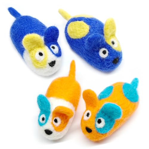 Amazon.com: Cat Toys Wool Mice Handmade for Indoor Kittens ...