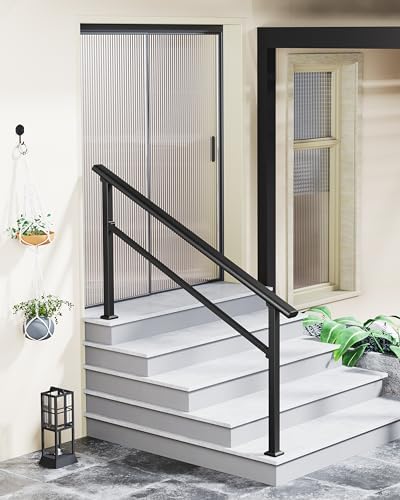 KYBOLT Outdoor Handrail, 5-6 Step Stair Handrail, Deck Staircase ...