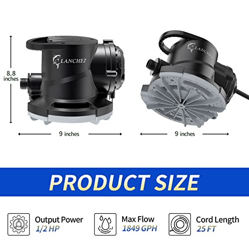 Snapklik.com : Lanchez Pool Cover Pump, Submersible Pump 1849 GPH 1/2 ...