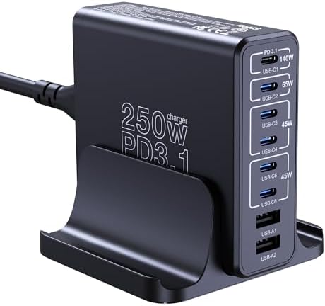 Amazon.com: 460W USB C Charger Block 10-Port Charging Station GaN Charger Type C,Dual 65W Laptop ...