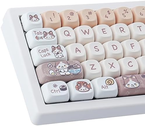 Amazon.com: XVX Cute Cat Keycaps, Mao Profile White PBT Keycaps, 143 ...