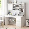 Amazon.com: Modern Desk with Storage Drawers,Wood Computer Desk with ...