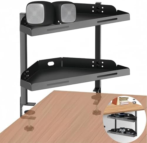 Amazon.com: CanKing Clamp On Desk Corner Shelf Black Clip Above or ...