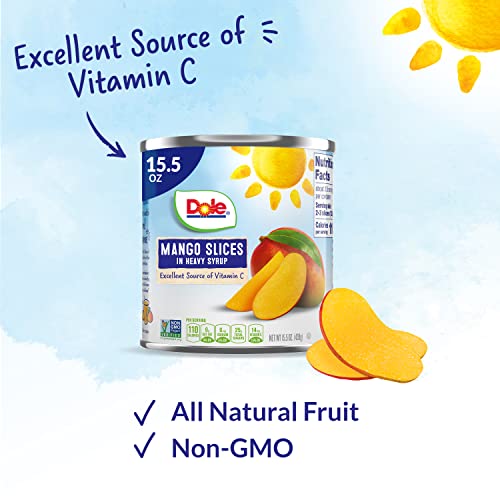 Dole Canned Mango, Fruit Slices In Heavy Syrup, 15.5 Oz, 12 Count