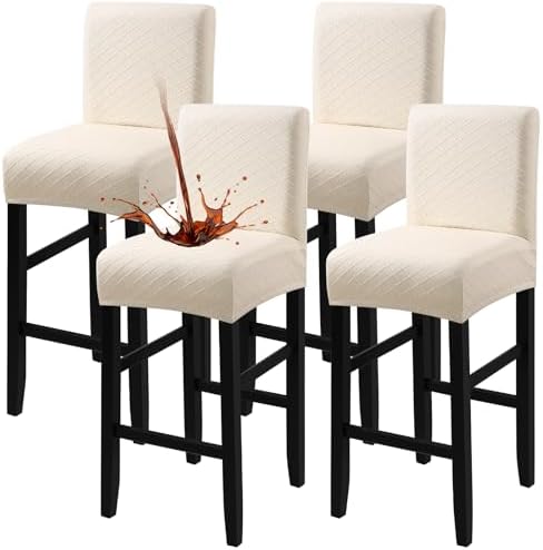 Amazon.com: OMISTAR 4 Pcs Bar Stool Covers, Waterproof Stretch PU ...