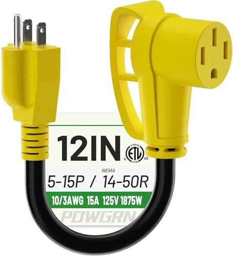 Amazon.com: POWGRN RV 50 Amp to 110 Adapter 12 inch, Heavy Duty 10/3 ...