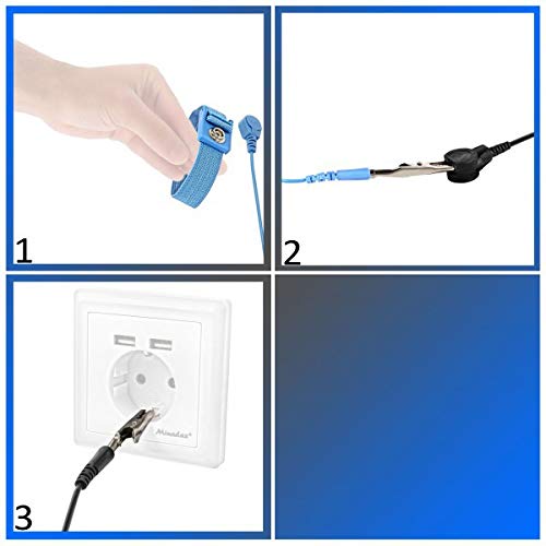 Minadax Anti Static Grounding Band ESD Wrist Cuff Strap Adjustable with ...