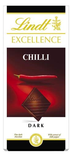 Lindt Excellence Dark Chocolate - Chilli, 100g Carton and Silver Plated ...