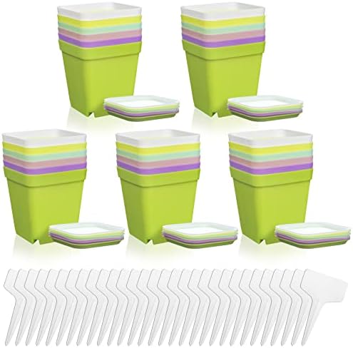 GZkushi Pack of 30 Plastic Plant Pots 7 cm Flower Pot Small Square with ...