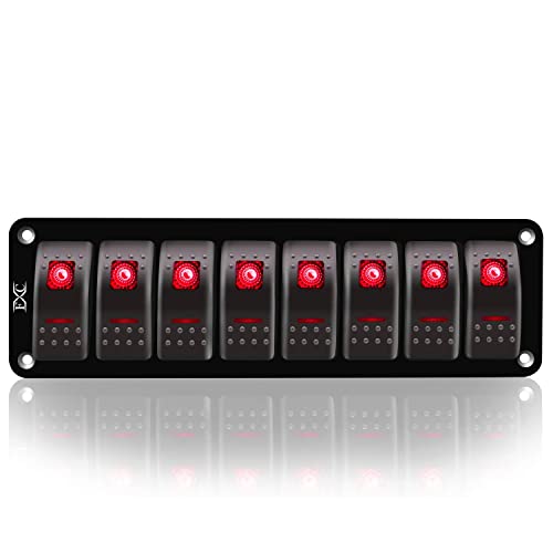 Snapklik.com : Red 8 Gang Rocker Switch Aluminum Panel Toggle Dash ON ...