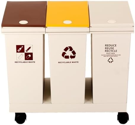Velaze 36L Kitchen Waste Bin, 3 Compartments, Waste Separation System ...