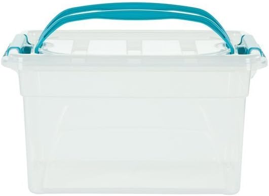 Whitefurze 7L CARRY BOX SECURE LID STRONG HANDLE CLEAR PLASTIC STORAGE ...