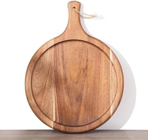 Amazon.com: Acacia Wood Round Cutting Board and Chopping Board with ...