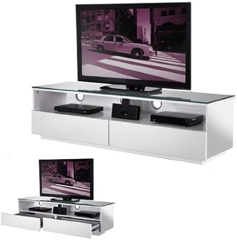 Amazon.com: Iceburg White Gloss & Clear Glass Low Level TV Stand ...