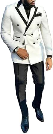 Mi Bo Tong Double Breasted Mens Suit 2 PC Slim Fit Summer Suits for ...