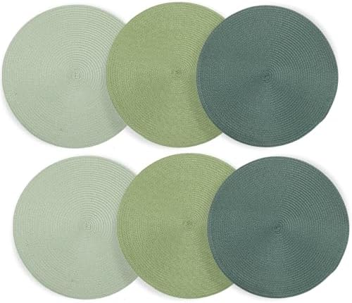 Amazon.com: JarThenaAMCS 6 Sets Sage Green Round Woven Placemats 11.8 ...