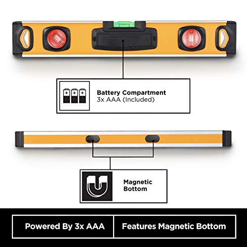 Snapklik.com : 16-Inch 0, 45 & 90 Degree LED Torpedo Level, Water, Dust ...
